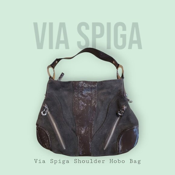 Via Spiga | Bags | Via Spiga Brown Suede Shoulder Bag Great Mid Century ...